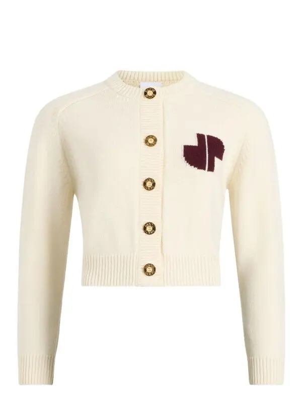 PATOU Cropped Button-up Knit Cardigan - White