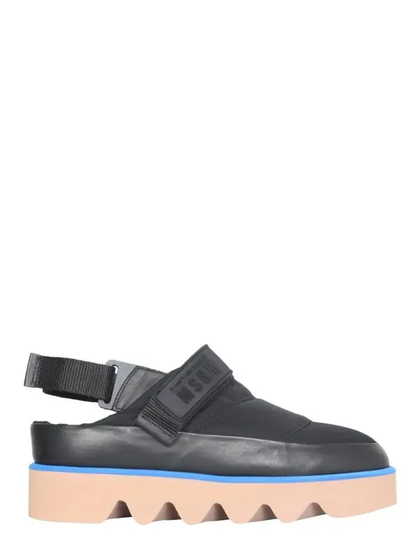 MSGM Logo Embossed Open Back Sandals - Black