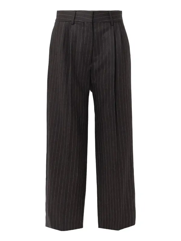 BLAZÉ MILANO Striped Tailored Trousers - Dark Brown