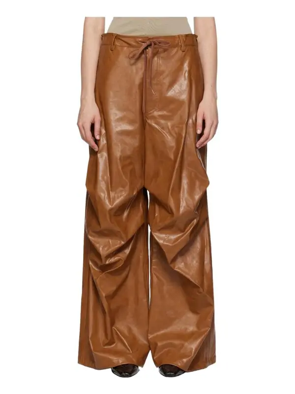 MAISON MARGIELA Draped Wide Leg Trousers - Caramel