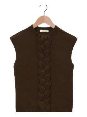 LEMAIRE Cable Knit Vest - Hazelnut Brown