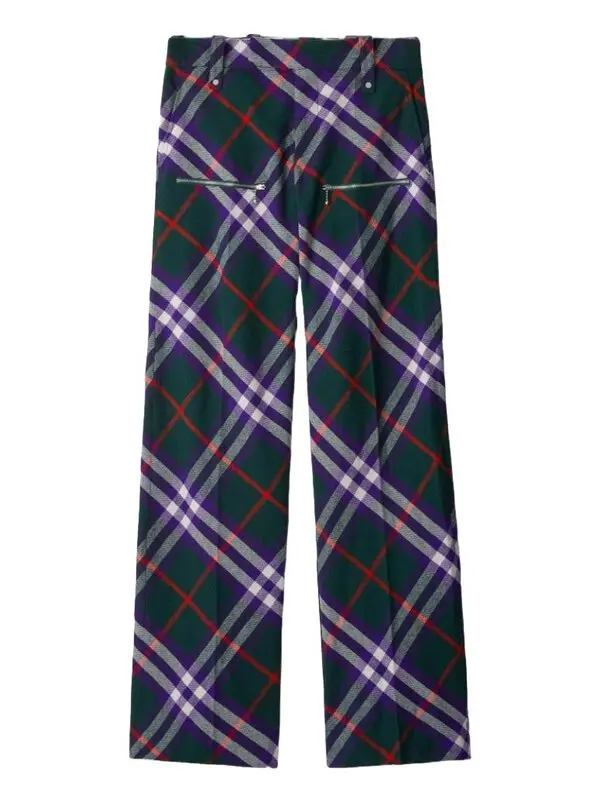 Burberry Plaid Check Straight-leg Trousers - White