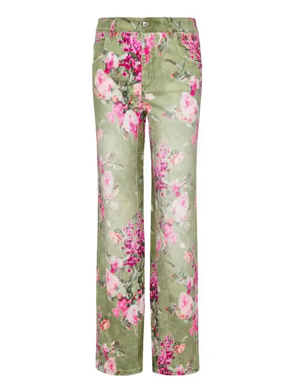 Blumarine Printed Floral Trousers - Gray