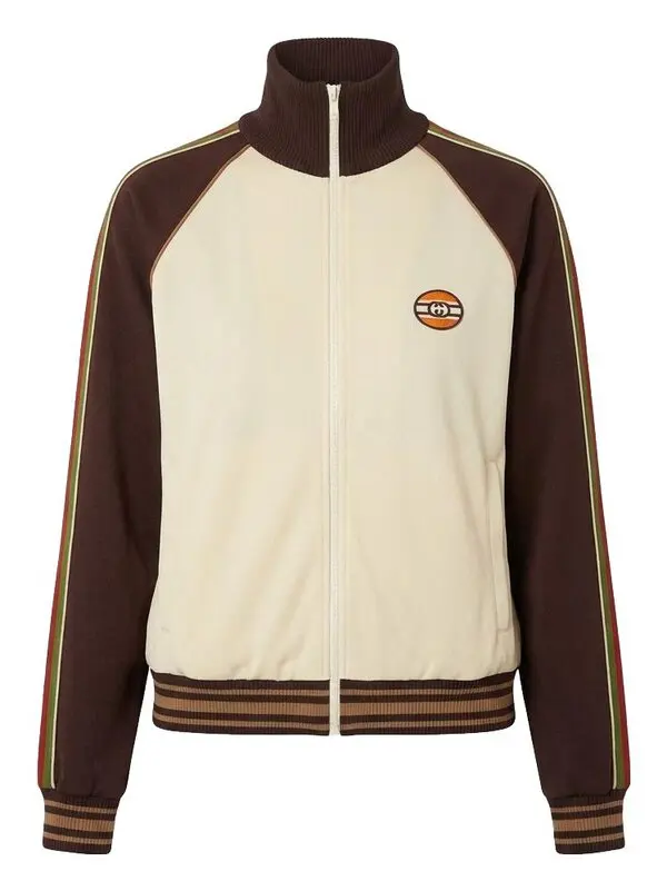 Gucci Logo Web-stripe Zip-up Jacket - Nude