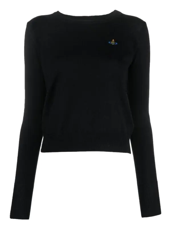 VIVIENNE WESTWOOD Orb Embroidered Crewneck Jumper - Black