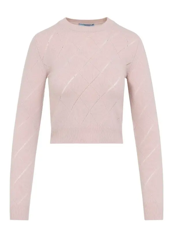 Prada Cropped Crewneck Jumper - Pink
