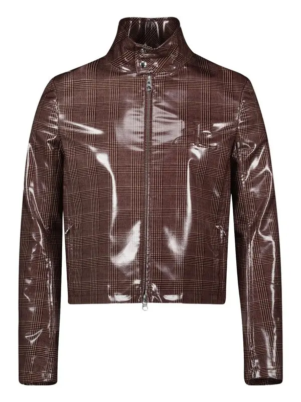COURREGES Prince Of Wales Biker Jacket - Sand/mud Brown