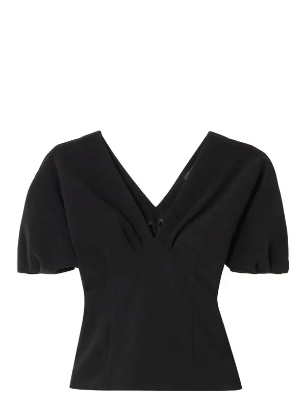 Proenza Schouler V-neck Short Sleeve Top - Black