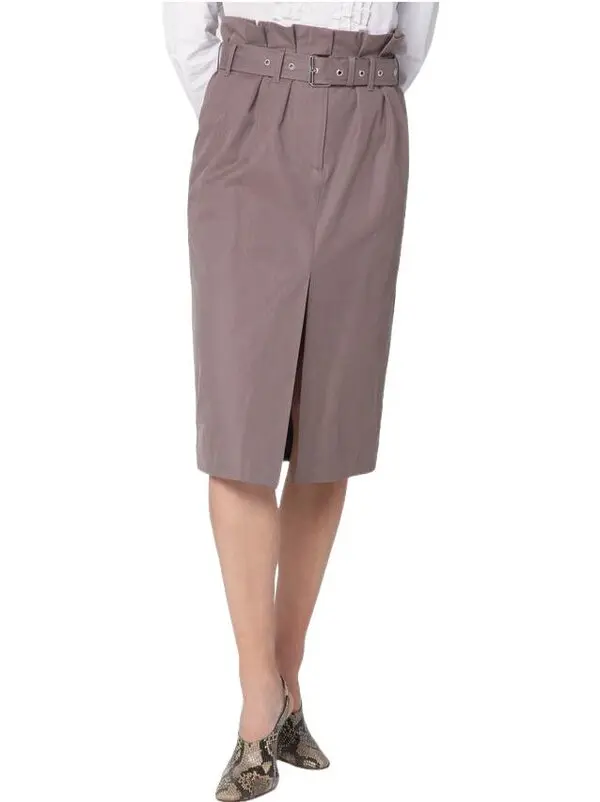 Dries Van Noten Belted High-waist Skirt With Front Slit - Gray