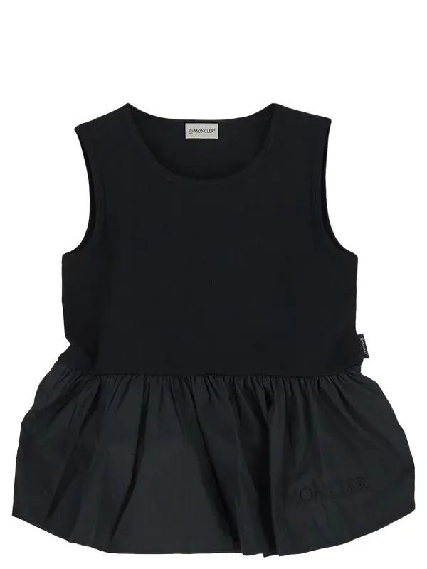 Moncler Sleeveless Peplum Top With Round Neck - Black