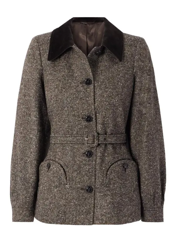 BLAZÉ MILANO Sarissa Belted Tweed Jacket - Brown