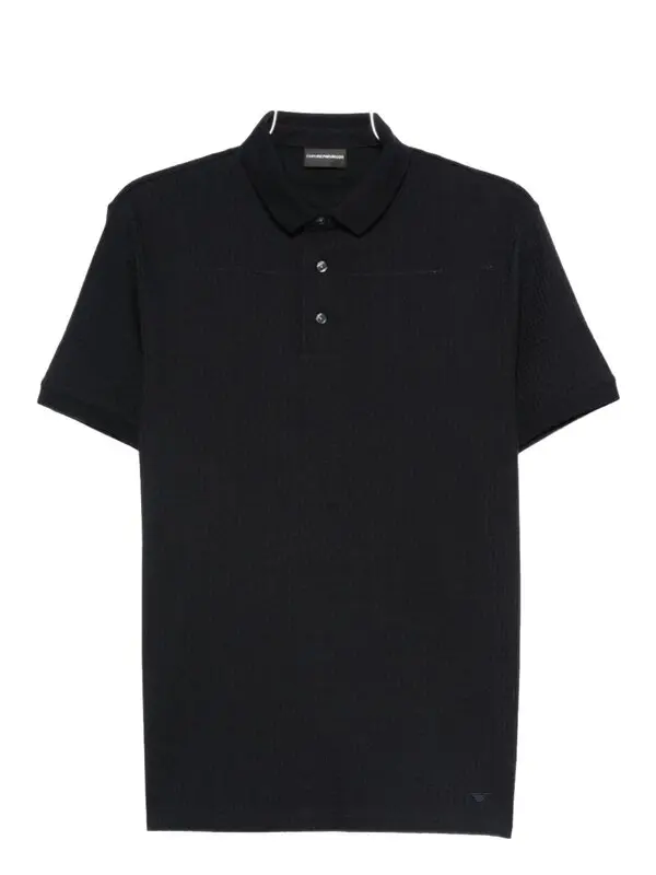 Emporio Armani Cotton Short-sleeve Polo Shirt - Navy Blue