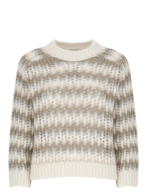 Peserico Striped Crewneck Jumper - White