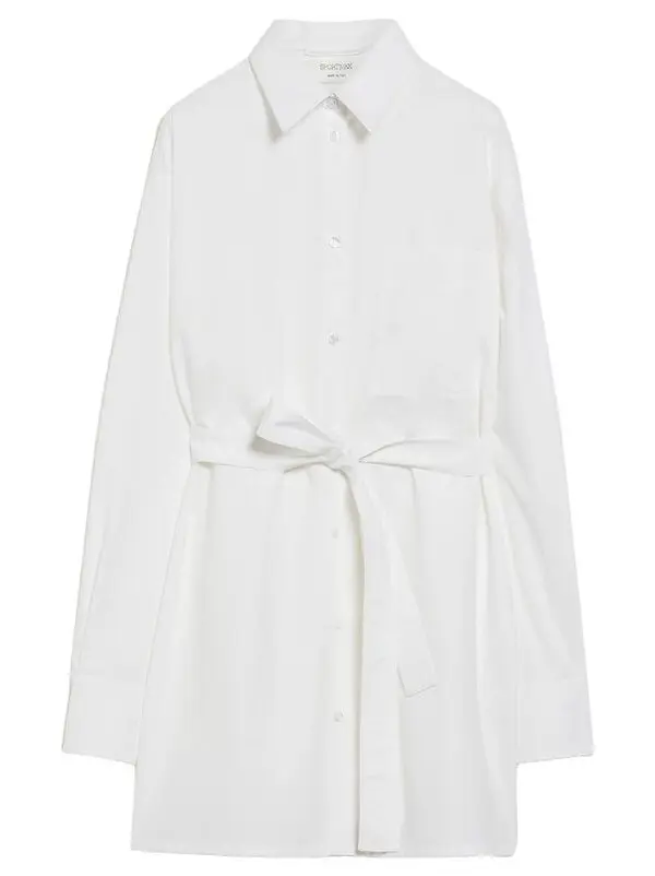Sportmax Cotton Shirt Dress With Belt - White