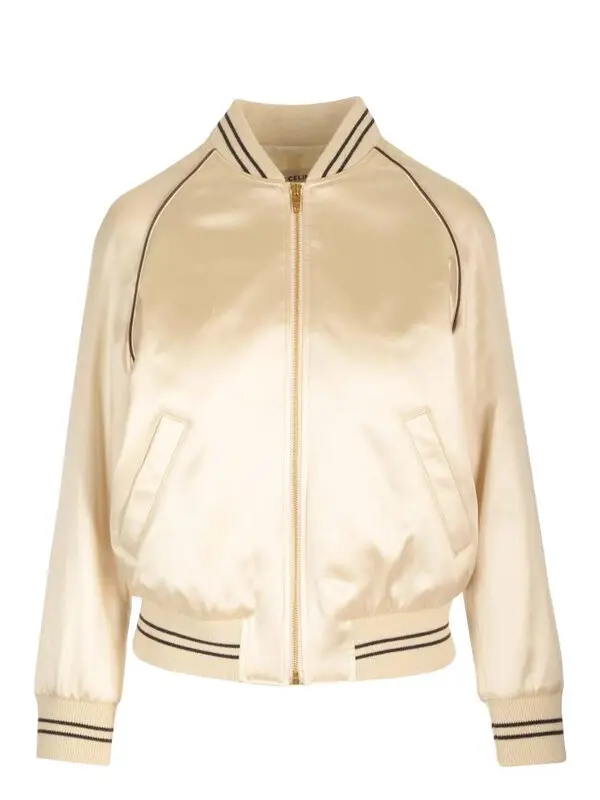 Celine Souvenir Teddy Jacket In Flowing Satin - Nude