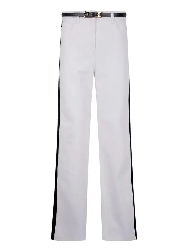 Elisabetta Franchi Side-stripe Belted Jeans - White