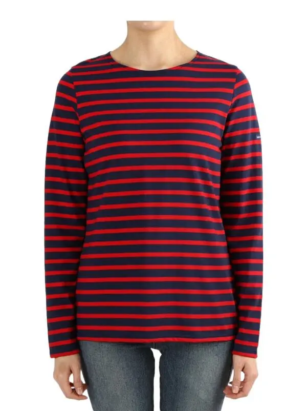 Saint James Striped Graphic Long Sleeve T-shirt - Black