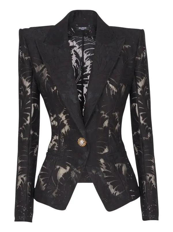 Balmain Single-breasted Lace Jacket - Black