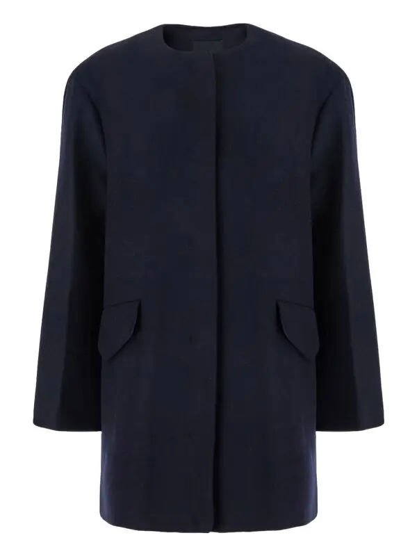 Theory Crewneck Long-sleeved Coat With Flip Pockets - Black