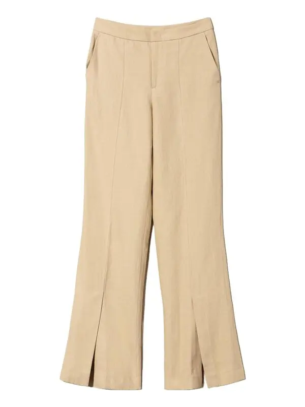TWINSET Straight-leg Trousers With Slit Hem - Nude