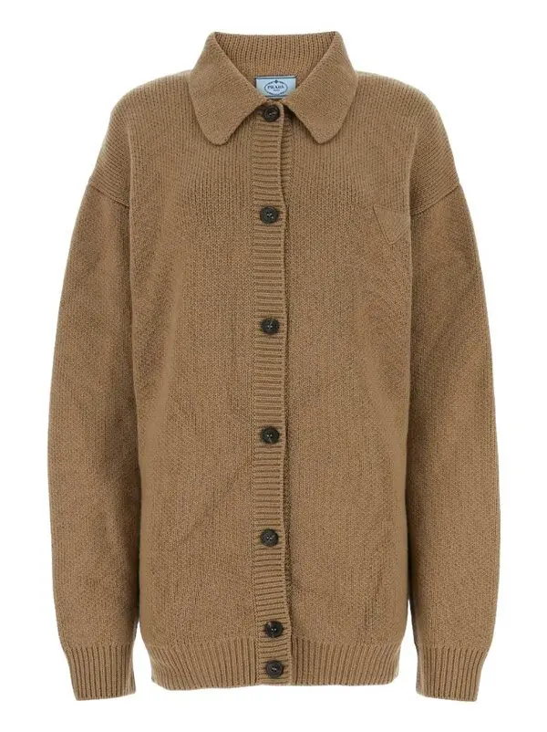 Prada Buttoned Knitted Cardigan - Camel Brown