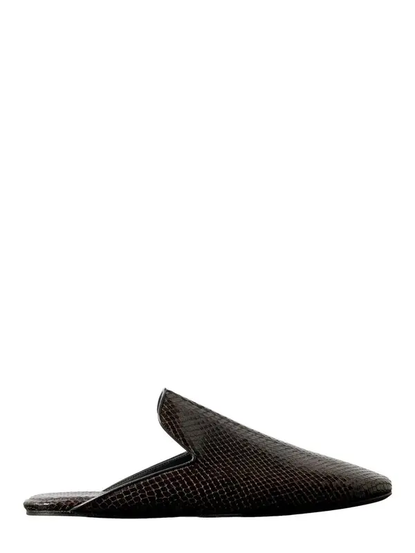 Dries Van Noten Embossed Snakeskin Mules - Dark Brown
