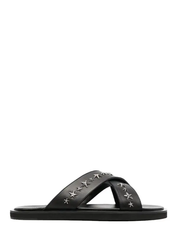 JIMMY CHOO Palmo Leather Sandals With Star Studs - Black