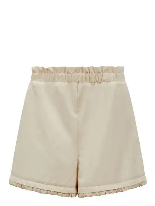 Moncler Ruffle-trimmed Cotton Blend Shorts - Light Beige