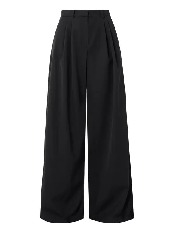 Magda Butrym Pleated Wool Wide-leg Trousers - Black
