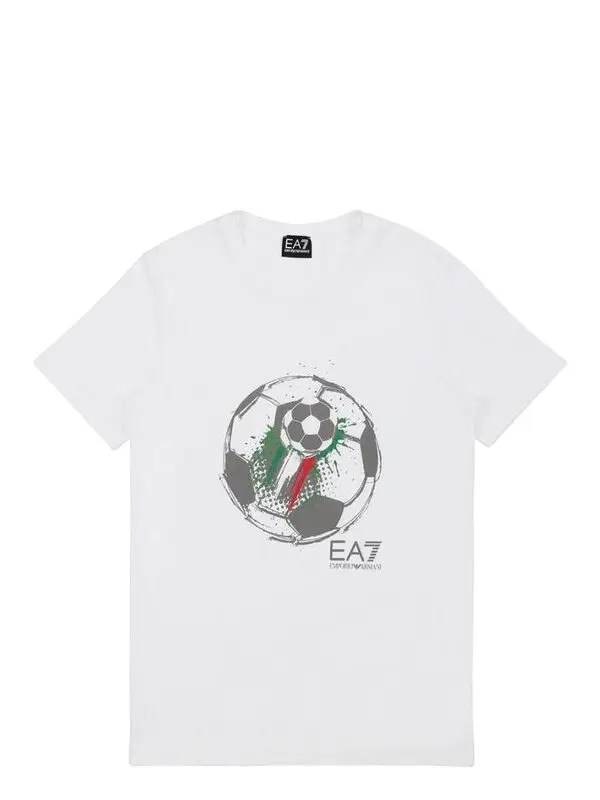 EA7 Logo T-shirt With Round Neck - White