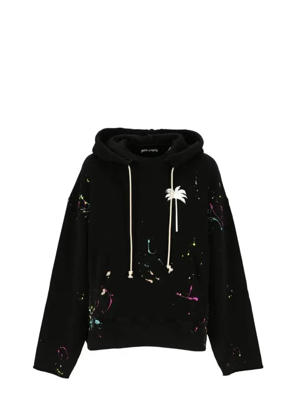 Palm Angels Splash Ink Hoodie - Black