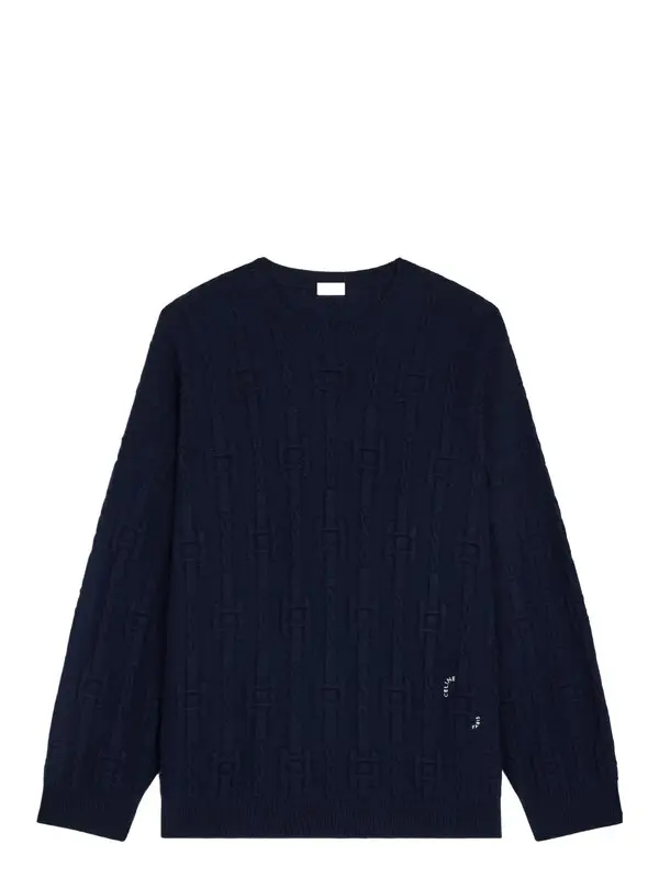 Celine Cashmere Crewneck Sweater With Chain Detail - Navy Blue