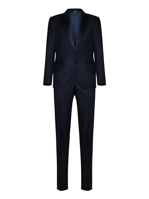 Dolce & Gabbana Dolce Gabbana Single-breasted Pressed Crease Tailored Suit - Black