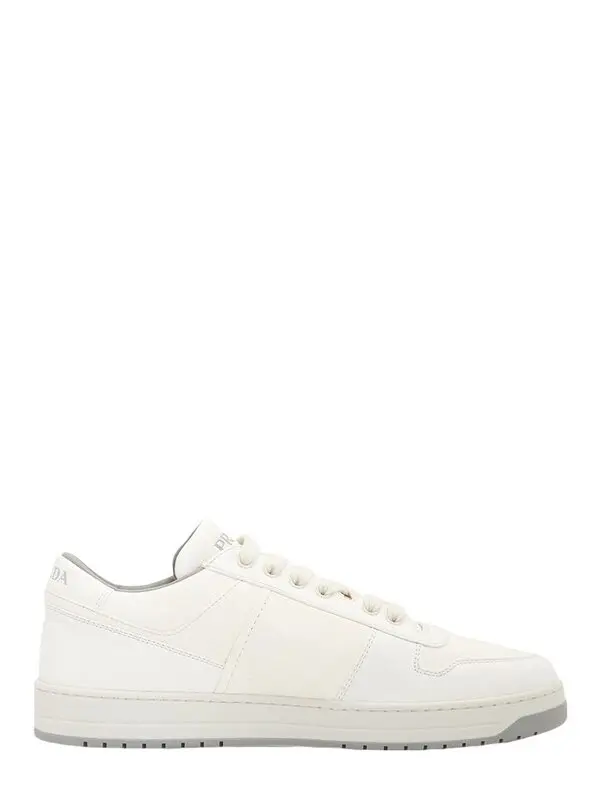 Prada Low-top Lace-up Sneakers With Embellished Branding - Ivory