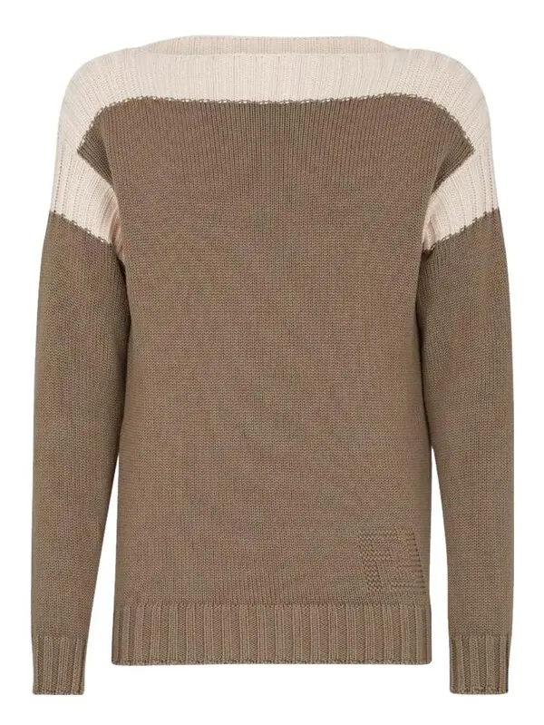 Fendi Knitted Jumper With Ff Mosaic Detail - Brown