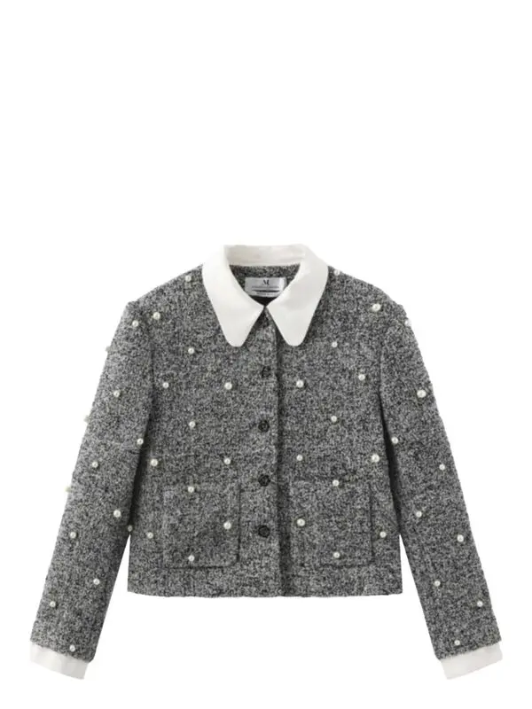 Marissa Chiara Embellished Pearl Button-front Jacket - Grey