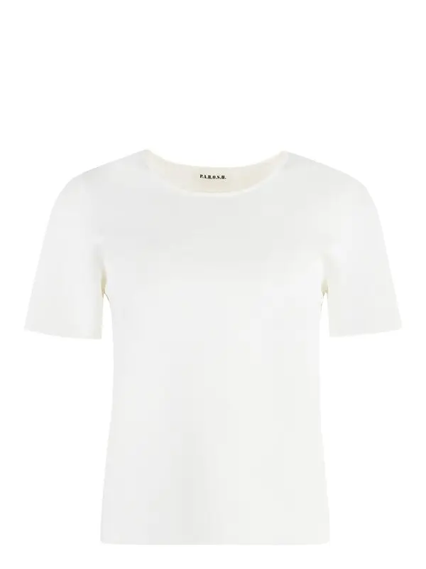 P.a.r.o.s.h Ribbed O-neck Short-sleeve T-shirt - White