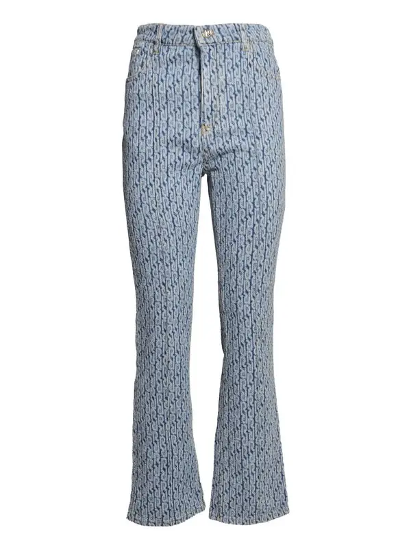 Rabanne Logo Jacquard Flared Jeans - Gray