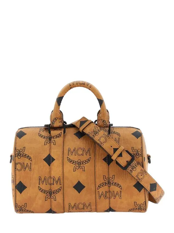 Mcm Boston Small Top Handle Bag - Brown