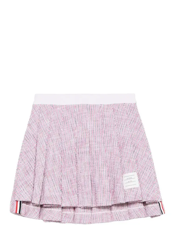 Thom Browne Tweed Mini Pleated Skirt - White