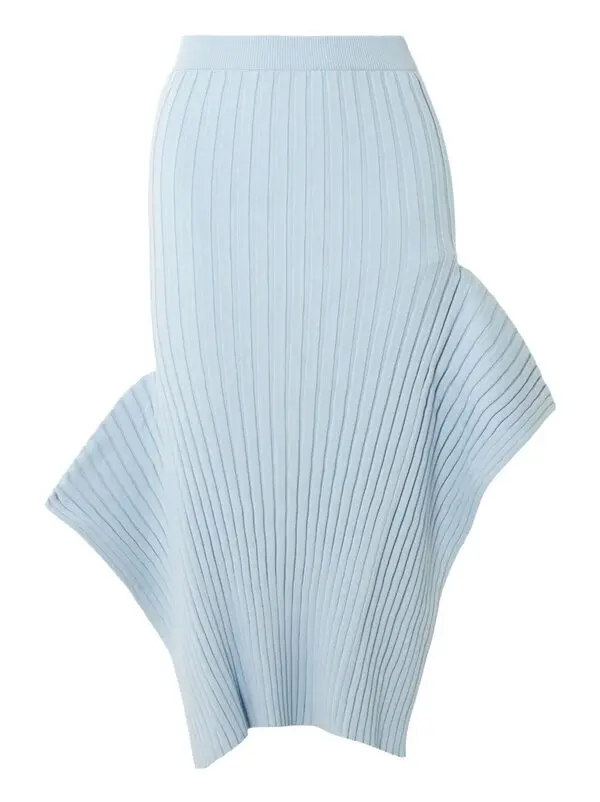 Stella McCartney Asymmetrical Ribbed Midi Skirt - Light Blue