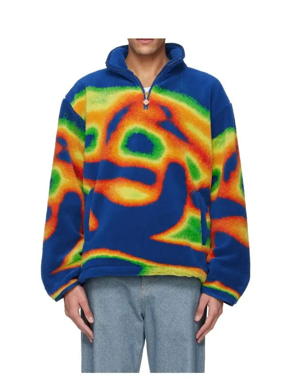 Casablanca All-over Print Half-zip Long Sleeve Casual Jacket - Multicolor