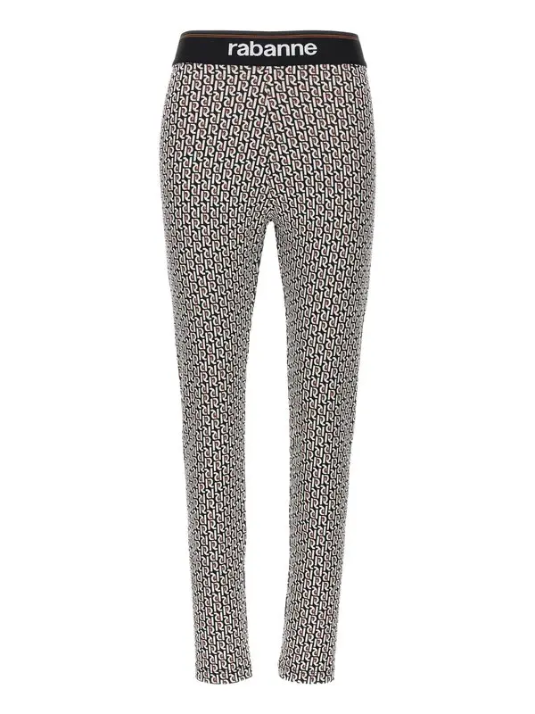 Rabanne Monogram Jacquard Logo Waistband Leggings - Gray