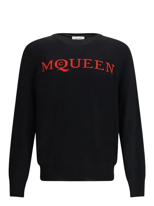 Alexander McQueen Logo Intarsia-knit Crewneck Jumper - Black