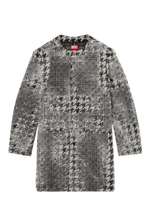 DIESEL® Prince Of Wales Jacquard Denim Coat - Black/white