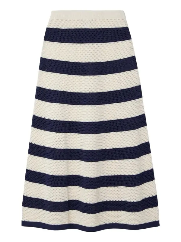 ERES Openwork Knit Striped Midi Skirt - White