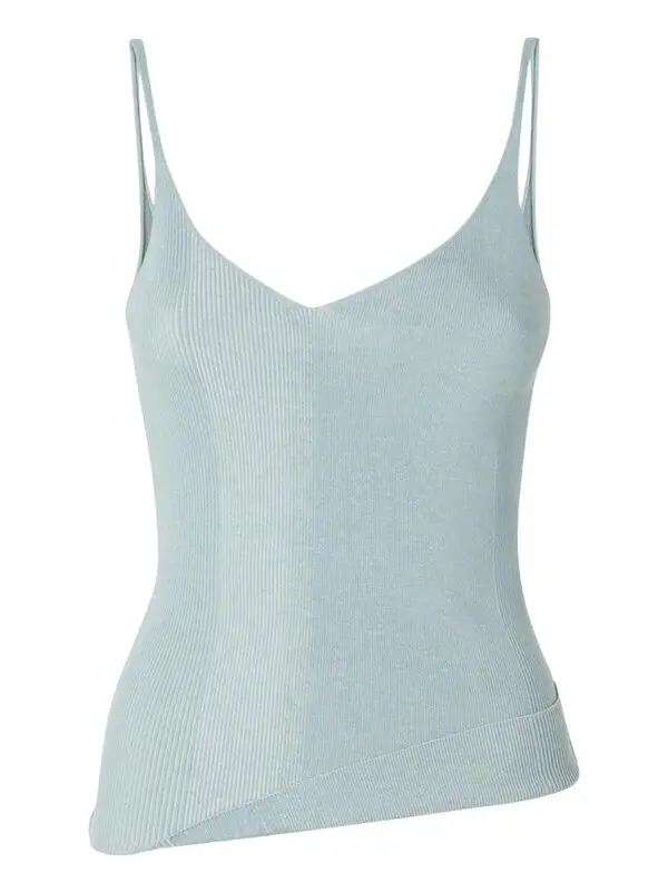 Fendi Asymmetrical Hem Ribbed-knit Top - Green