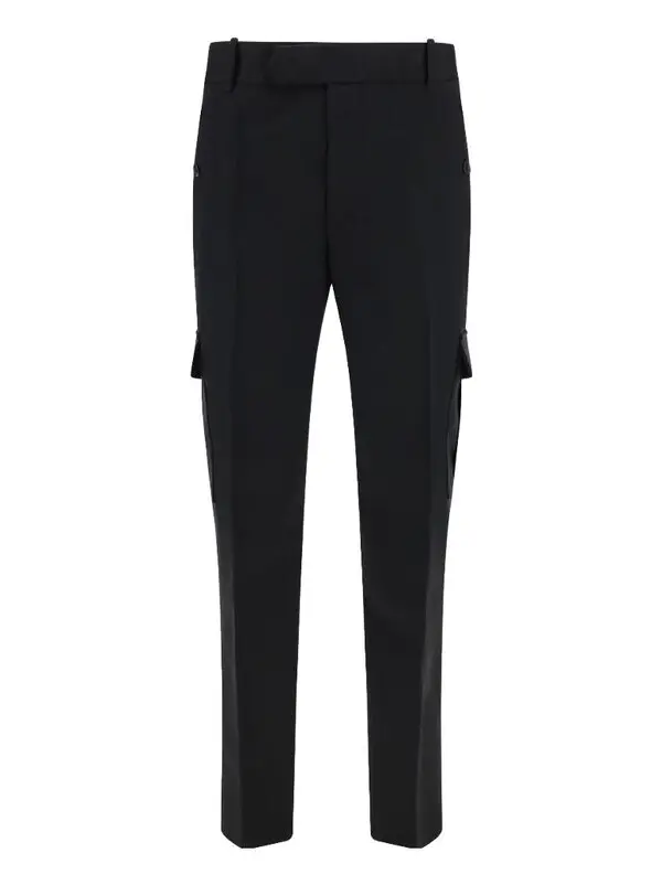 Alexander McQueen Belt-looped Tapered Leg Trousers - Black