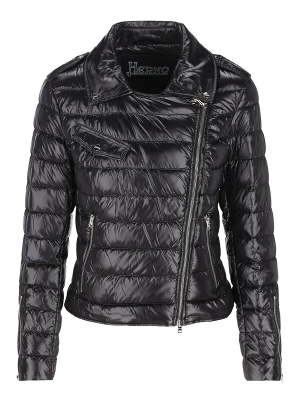 Herno Quilted Biker Down Jacket - Black