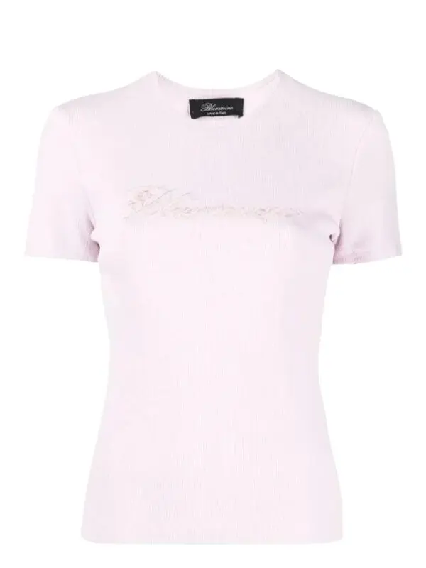 Blumarine Logo Embroidered T-shirt - Pink